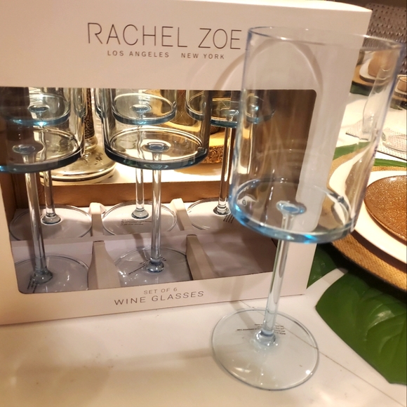 Rachel Zoe | Dining | Rachel Zoe Blue Acrylic Stemmed Wine Glasses ...